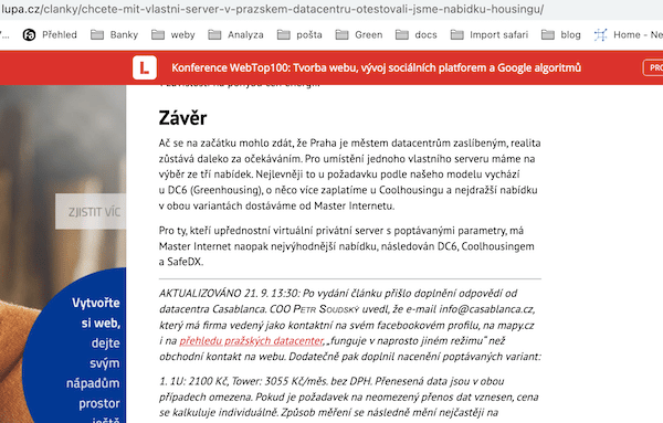 V Praze je nejvýhodnější DC6.cz, píše Lupa.cz - Greenhousing.cz